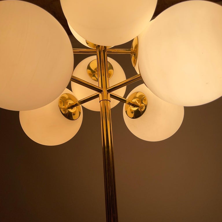 Large Atomic Max Bill Brass Table Lamp by BAG Turgi, Switzerland, 1960s ...