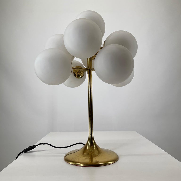 Large Atomic Max Bill Brass Table Lamp by BAG Turgi, Switzerland, 1960s ...