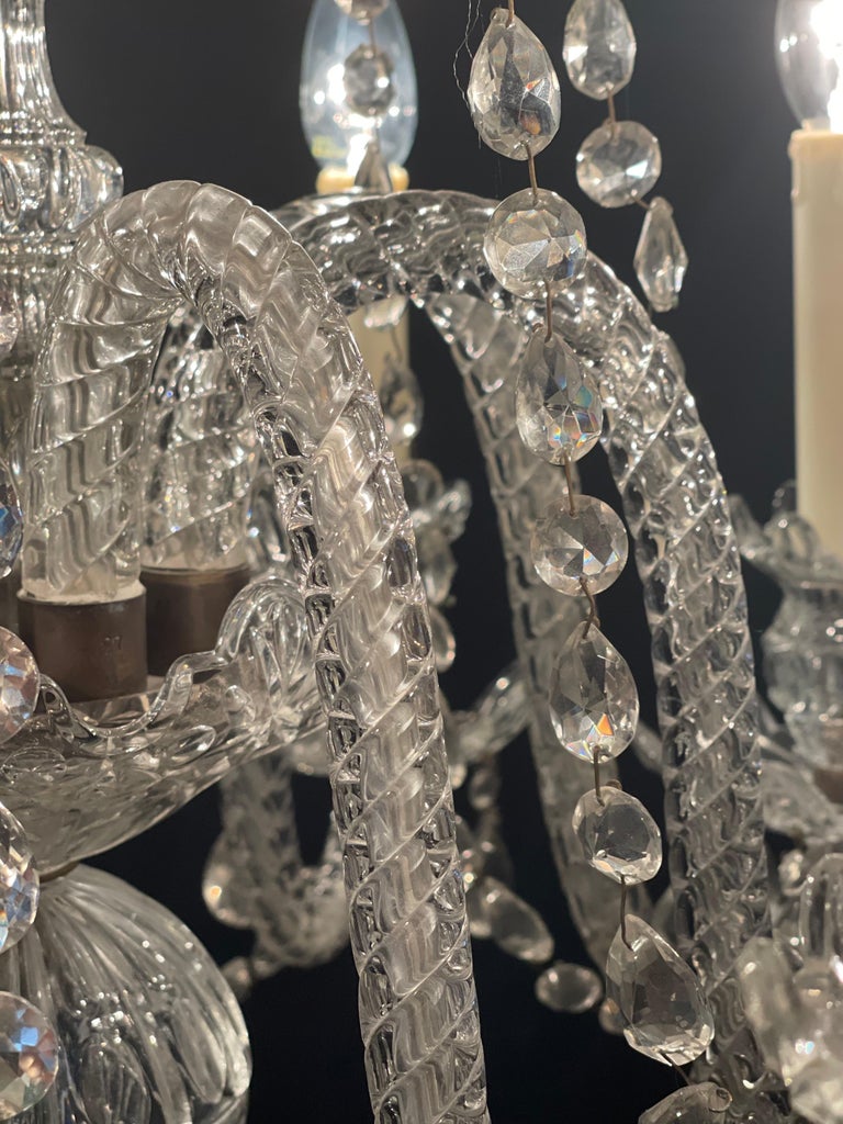 Large Austrian Cut Crystal and Glass Chandelier Attr. to Lobmeyr, ca ...