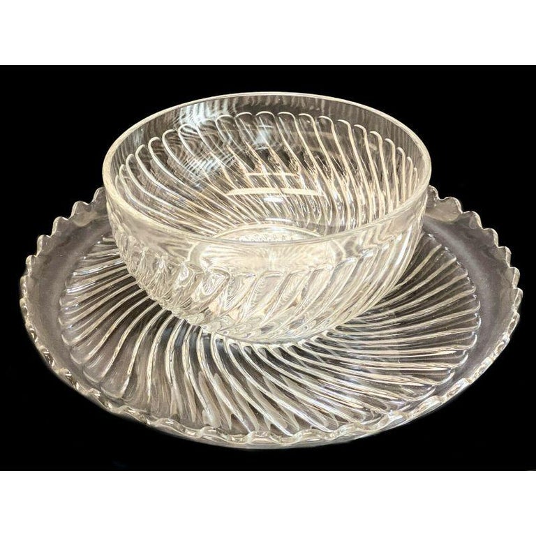 Large Baccarat Depose Cut Glass Centerpiece Punch Bowl with Underplate ...