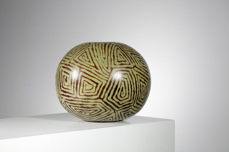 Large Ball Vase with Geometrical Design Art Deco Style - E088 For Sale ...