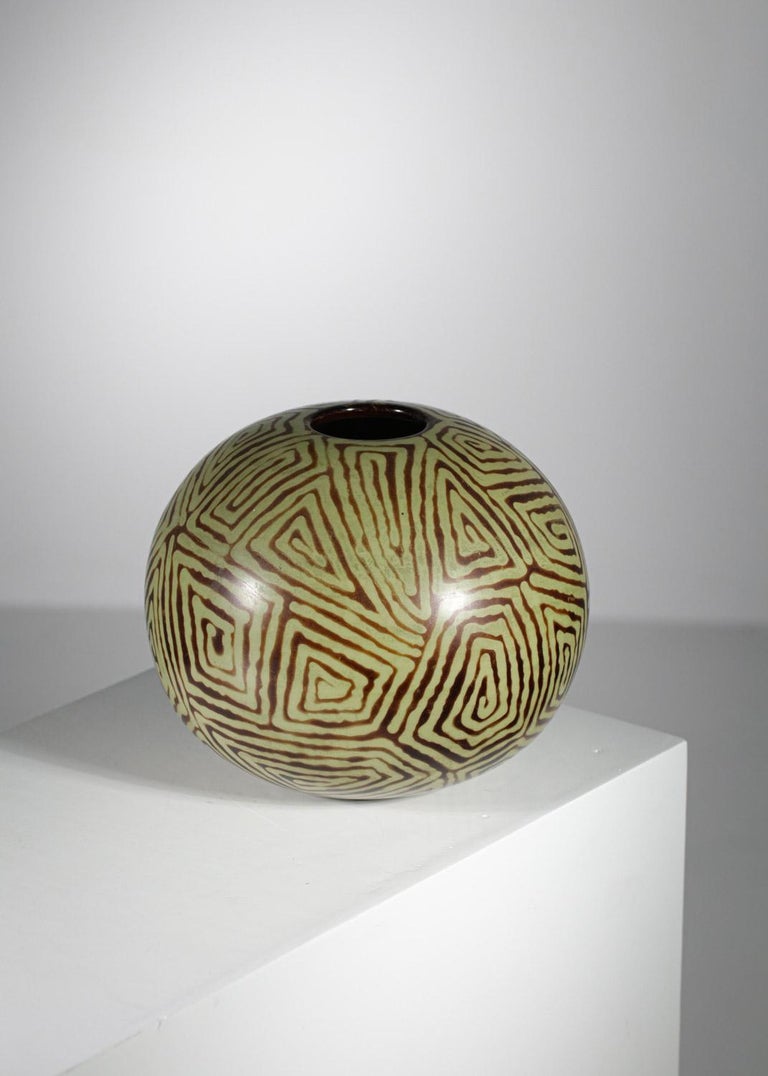 Large Ball Vase with Geometrical Design Art Deco Style - E088 For Sale ...