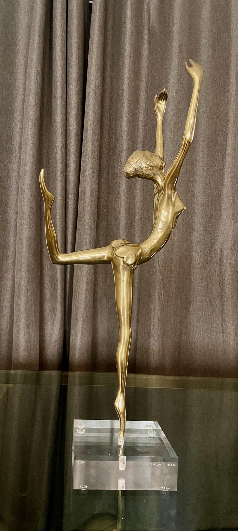 Large Ballerina Dancer Brass Statue, 1920s For Sale at 1stDibs