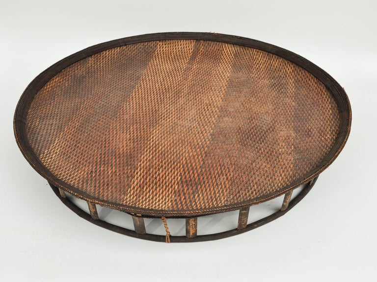 Large Bamboo and Rattan Basket Table or Tray, Laos, Mid-Late 20th ...