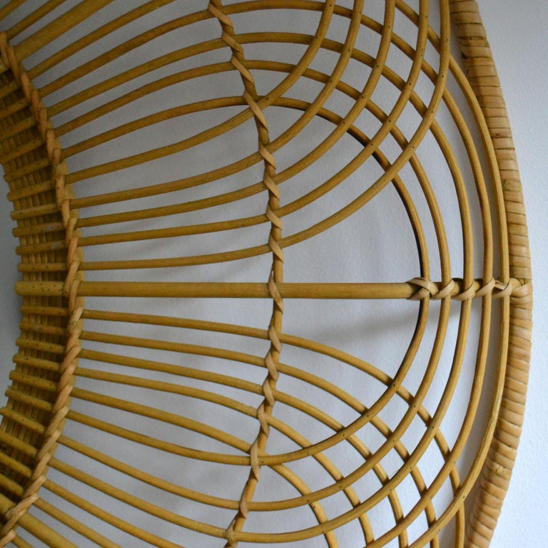 Large Bamboo Sunburst Mirror in the Style of Franco Albini Italy 1960s ...