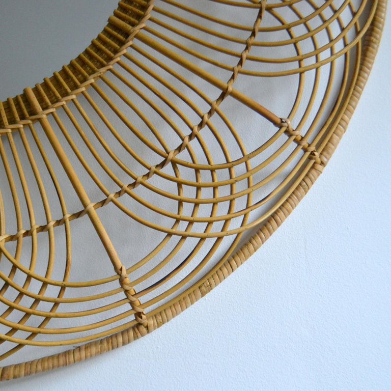 Large Bamboo Sunburst Mirror in the Style of Franco Albini Italy 1960s ...