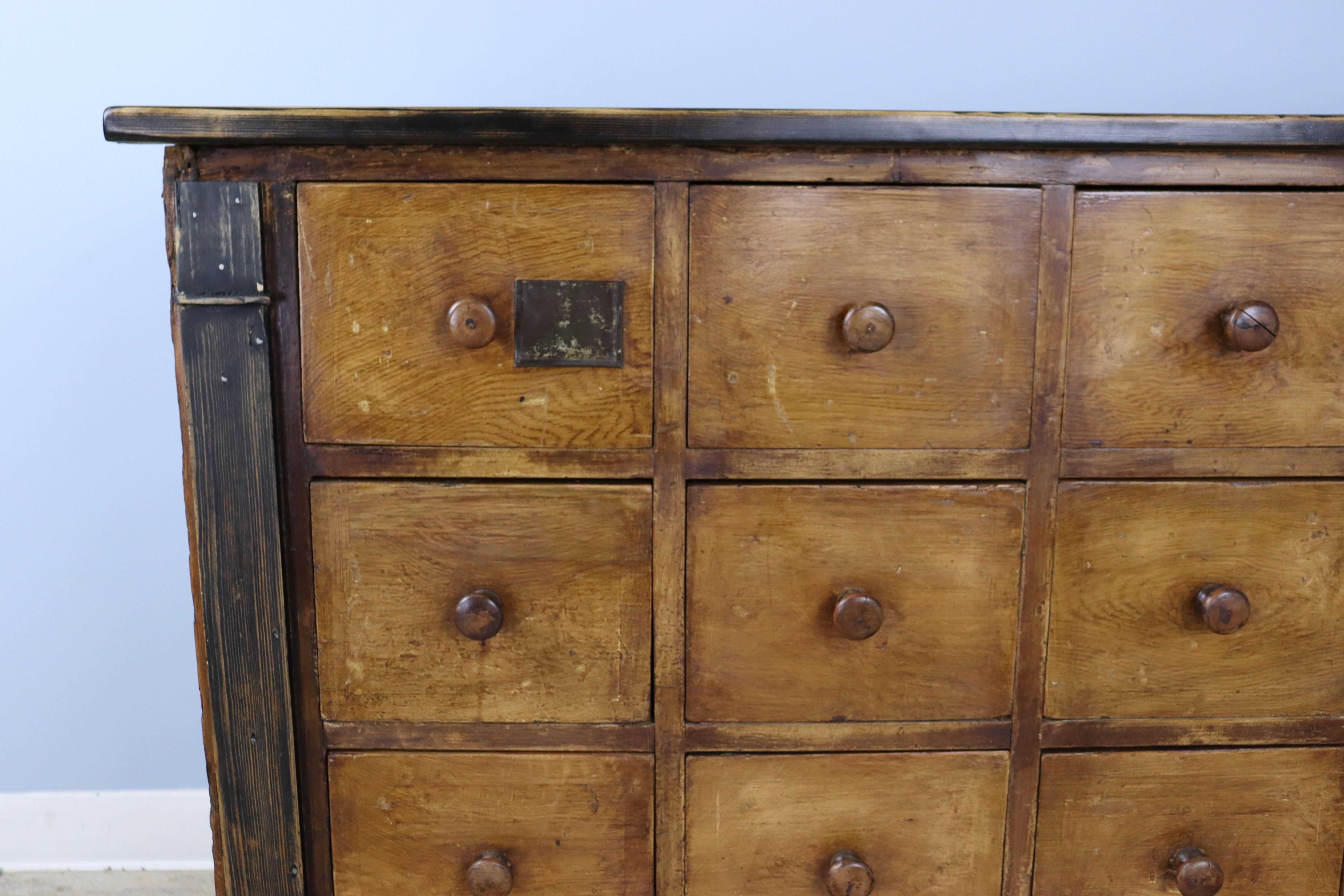 Large Bank of 20 Drawers, Original Paint and New Top For Sale at ...