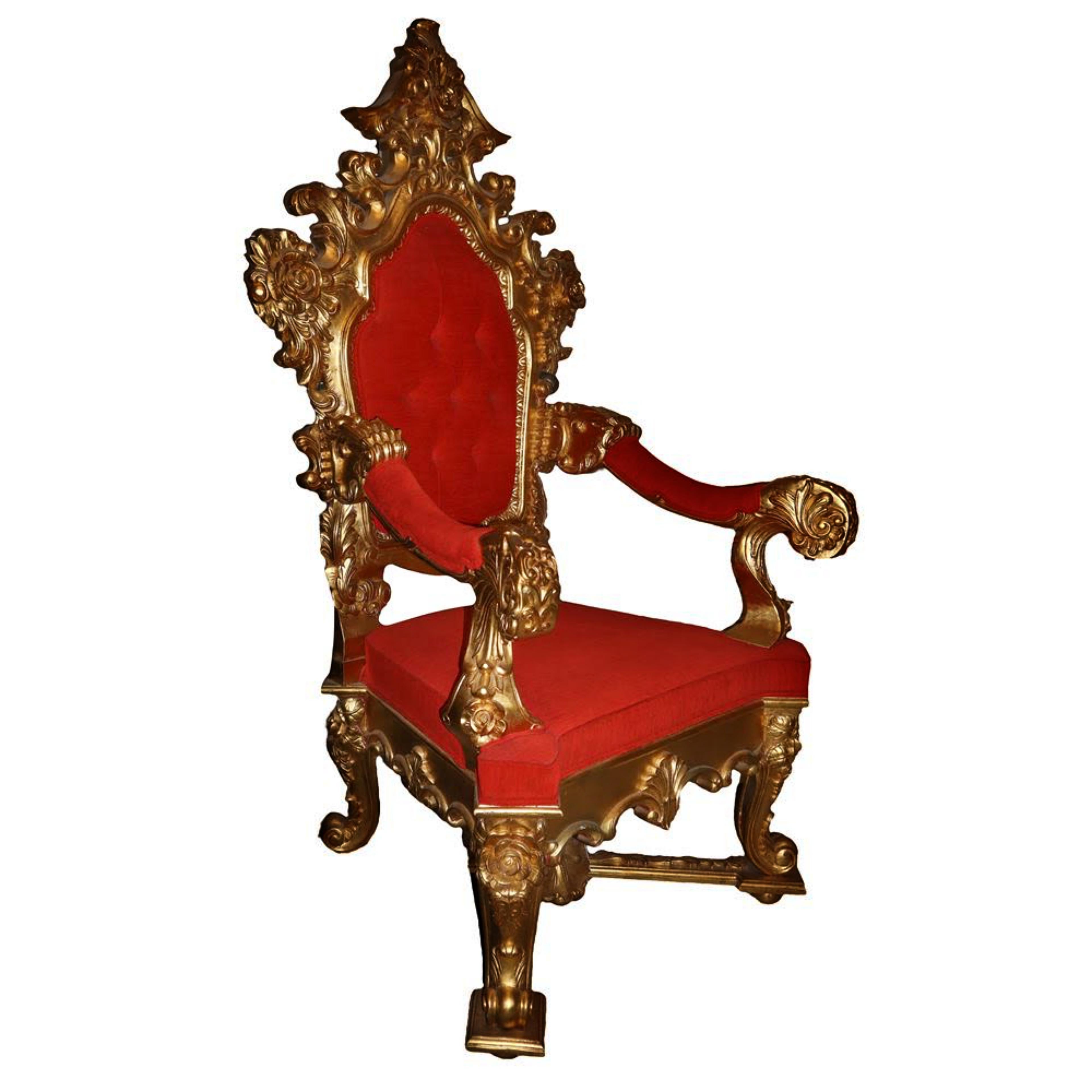 Large Baroque Style Throne in Gilded Wood, late 19th/20th Century For ...