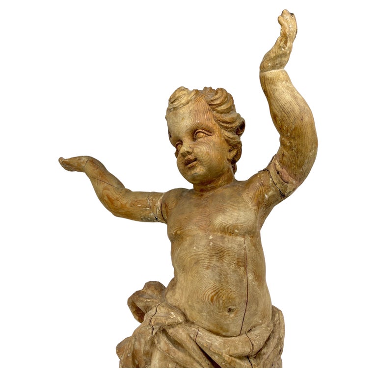 Large Baroque Wood Angel Putti Sculpture, Early 18th Century, Italy For ...