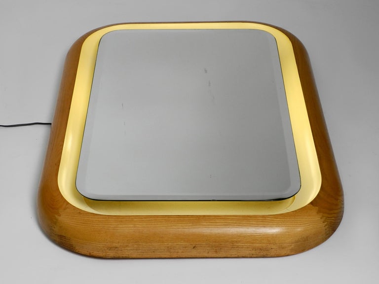 Large Beautiful Italian Minimalist 60s Oak Wood Backlit Illuminated ...