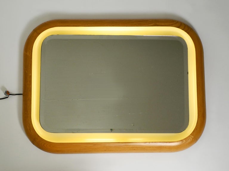 Large Beautiful Italian Minimalist 60s Oak Wood Backlit Illuminated ...