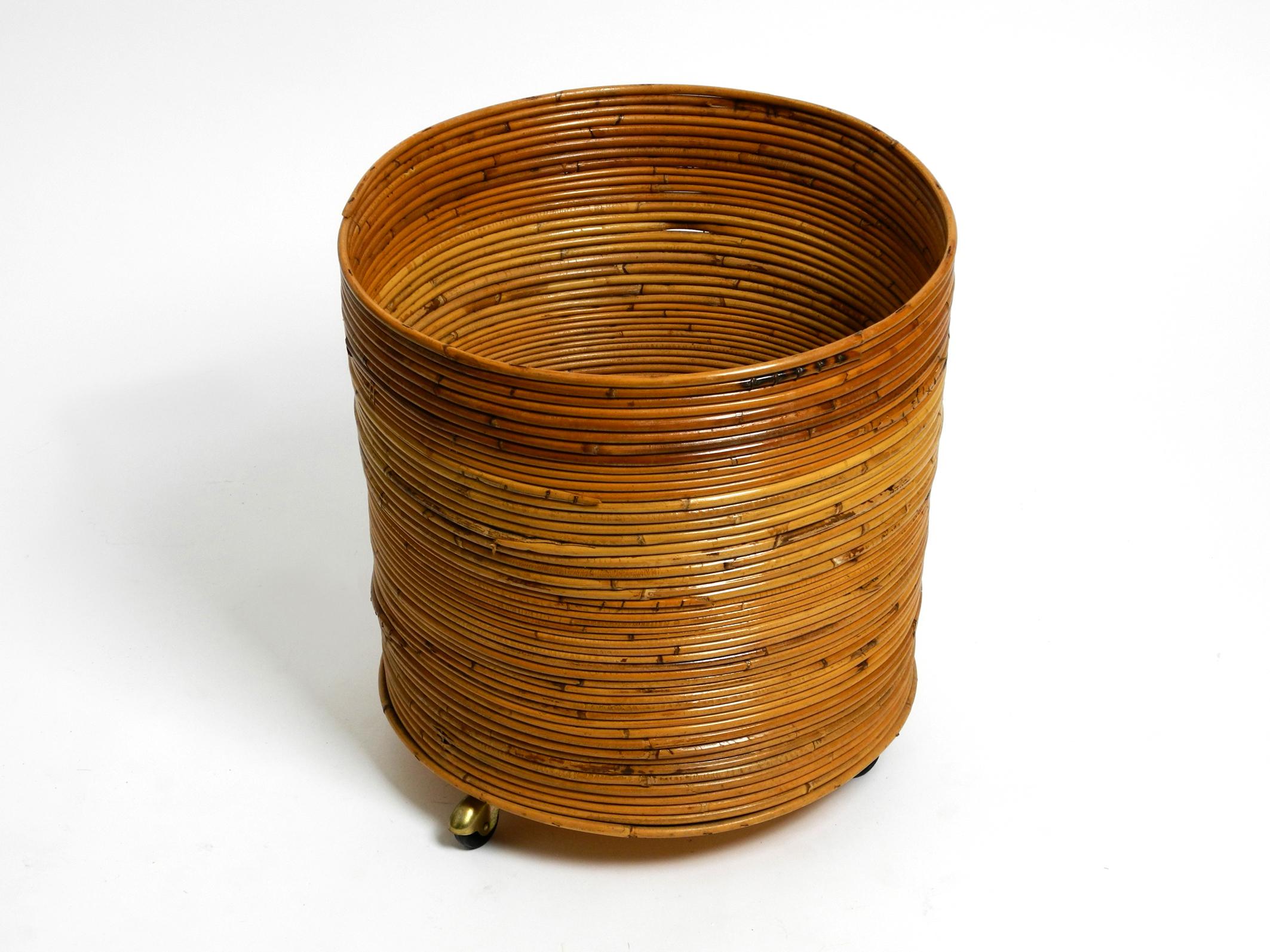 Large Beautiful Mid-Century Modern Italian Bamboo Plant Pot with Wheels ...