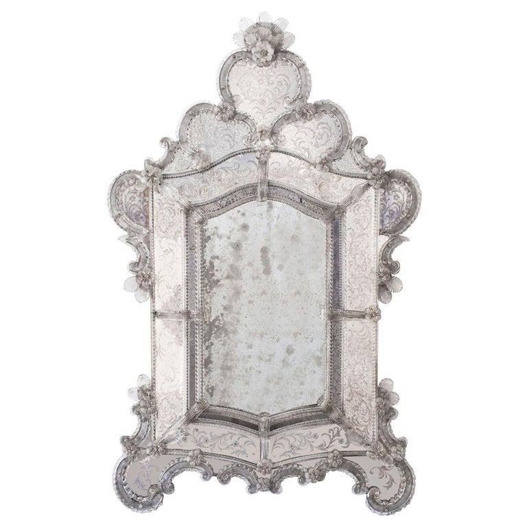 Large Beautifully Shaped Venetian Glass Mirror at 1stDibs