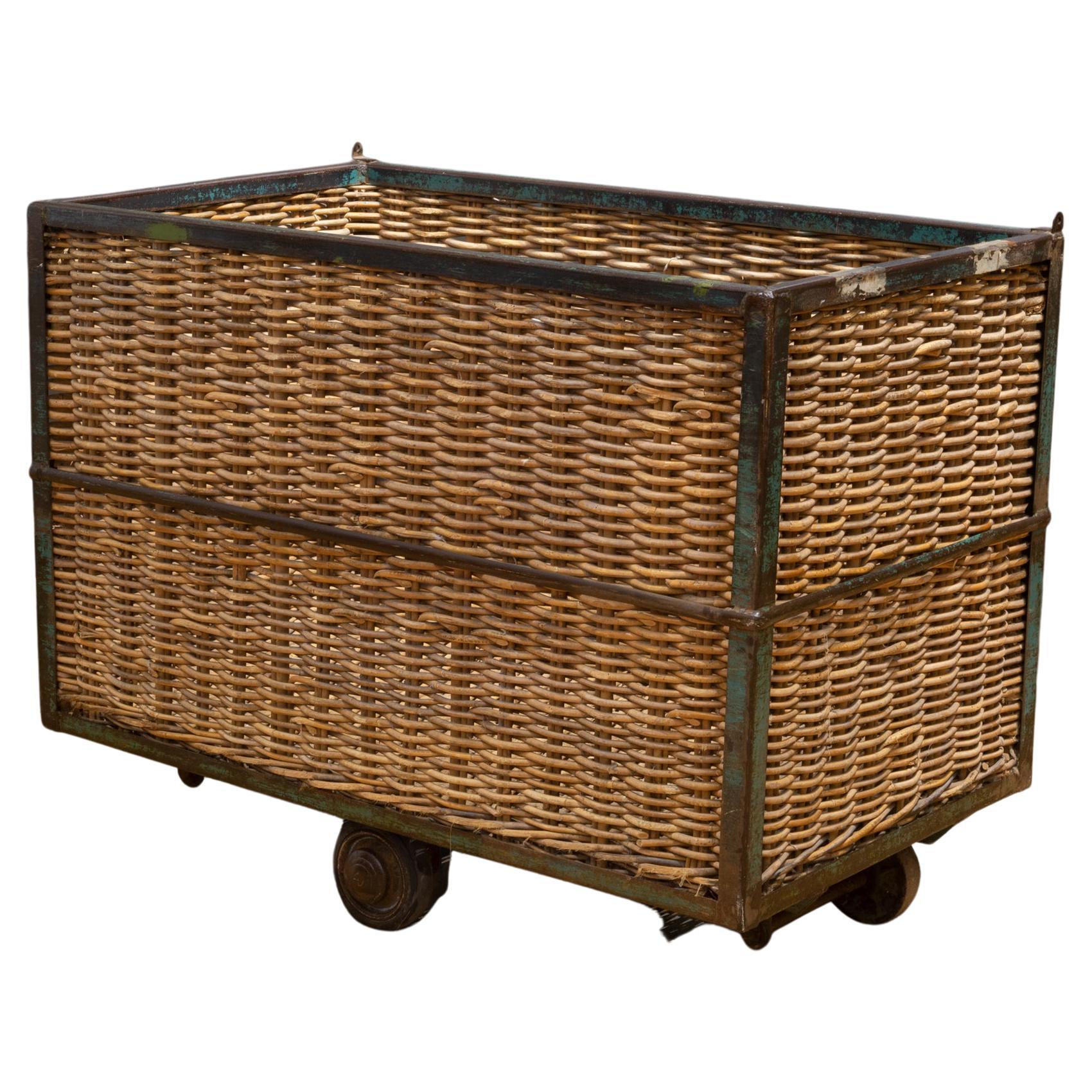 Industrial Factory Rolling Cart with Iron Wheels For Sale at 1stDibs