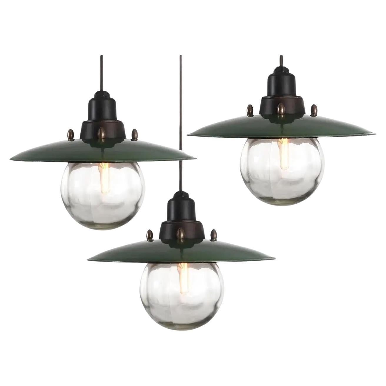 Large Benjamin Explosion Proof Globe Lamp with Porcelain Shade at 1stDibs