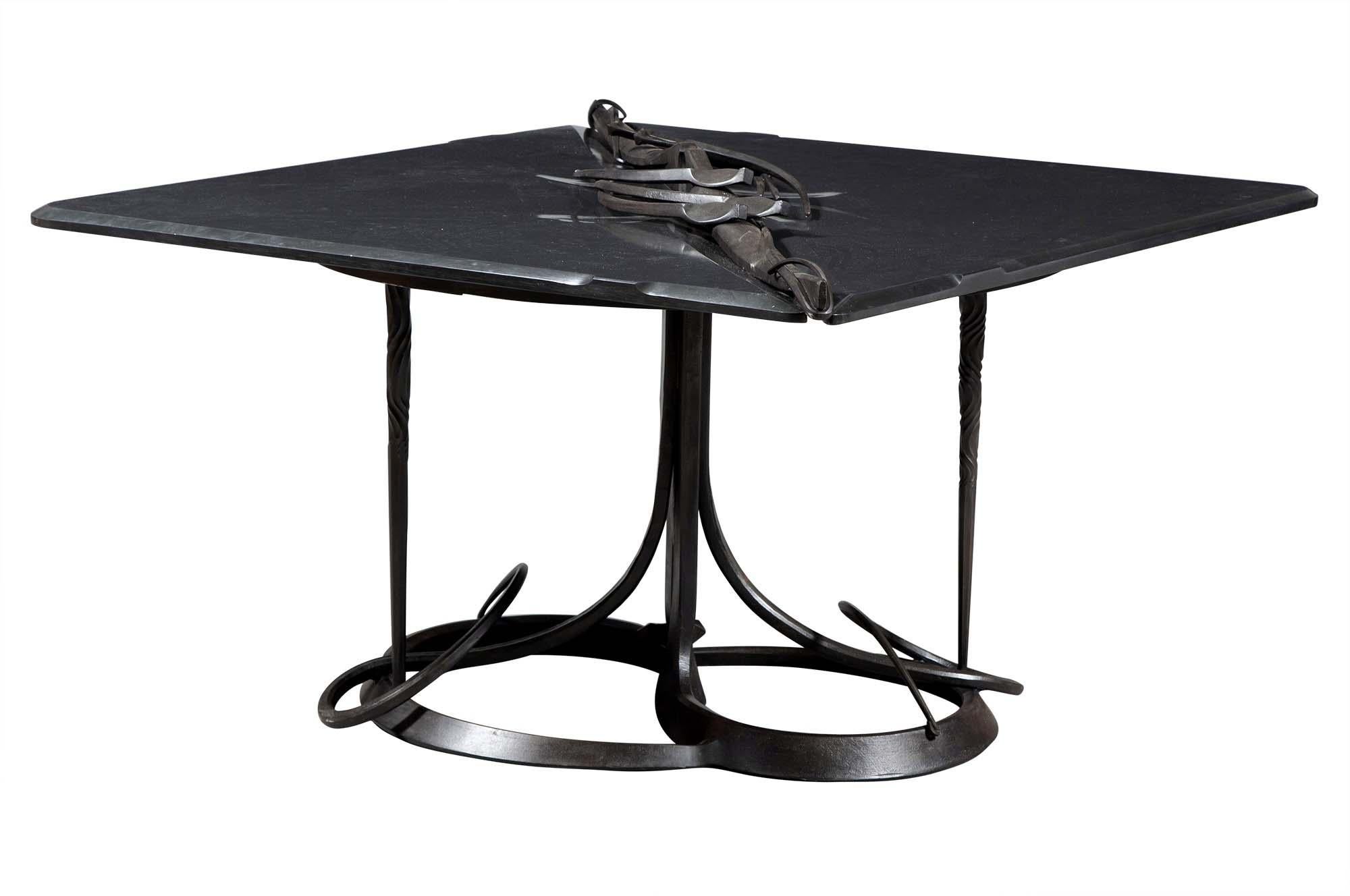 Large Bespoken Sculpted Steel Table with Slate Top Albert Paley For ...