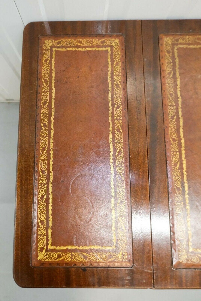 Large Bevan Funnell Brown Leather Top Drop Leaf Console Hall End Side ...