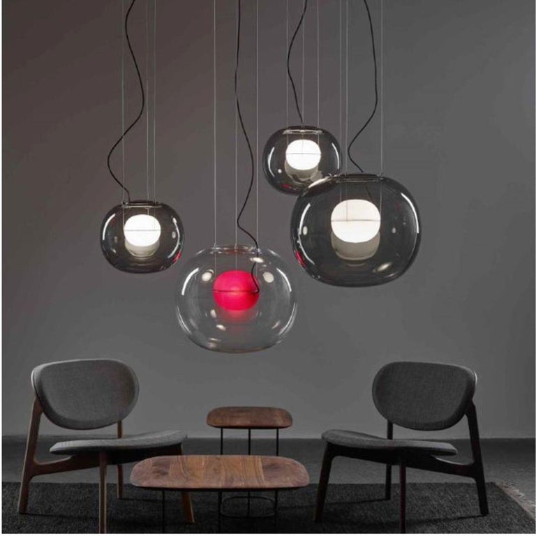 Large 'Big One' Clear and Red Handblown Glass Pendant Lamp for Brokis ...