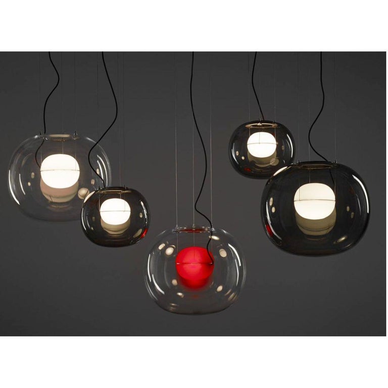 Large 'Big One' Clear and Red Handblown Glass Pendant Lamp for Brokis ...