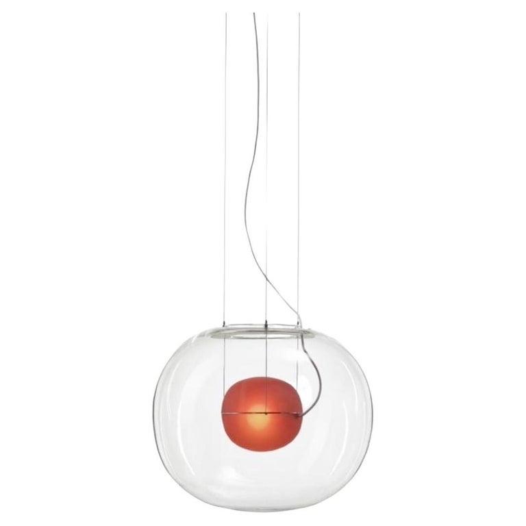 Large 'Big One' Clear and Red Handblown Glass Pendant Lamp for Brokis ...