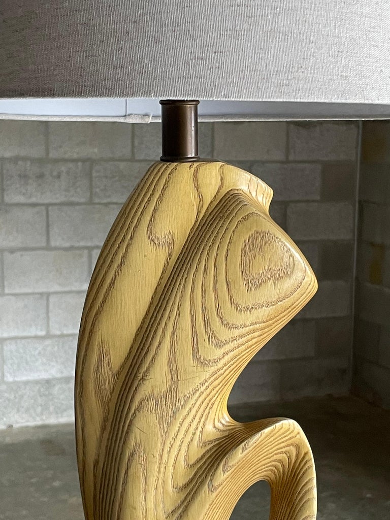 Large Biomorphic Cerused Modernist Table Lamp After Yasha Heifetz For ...
