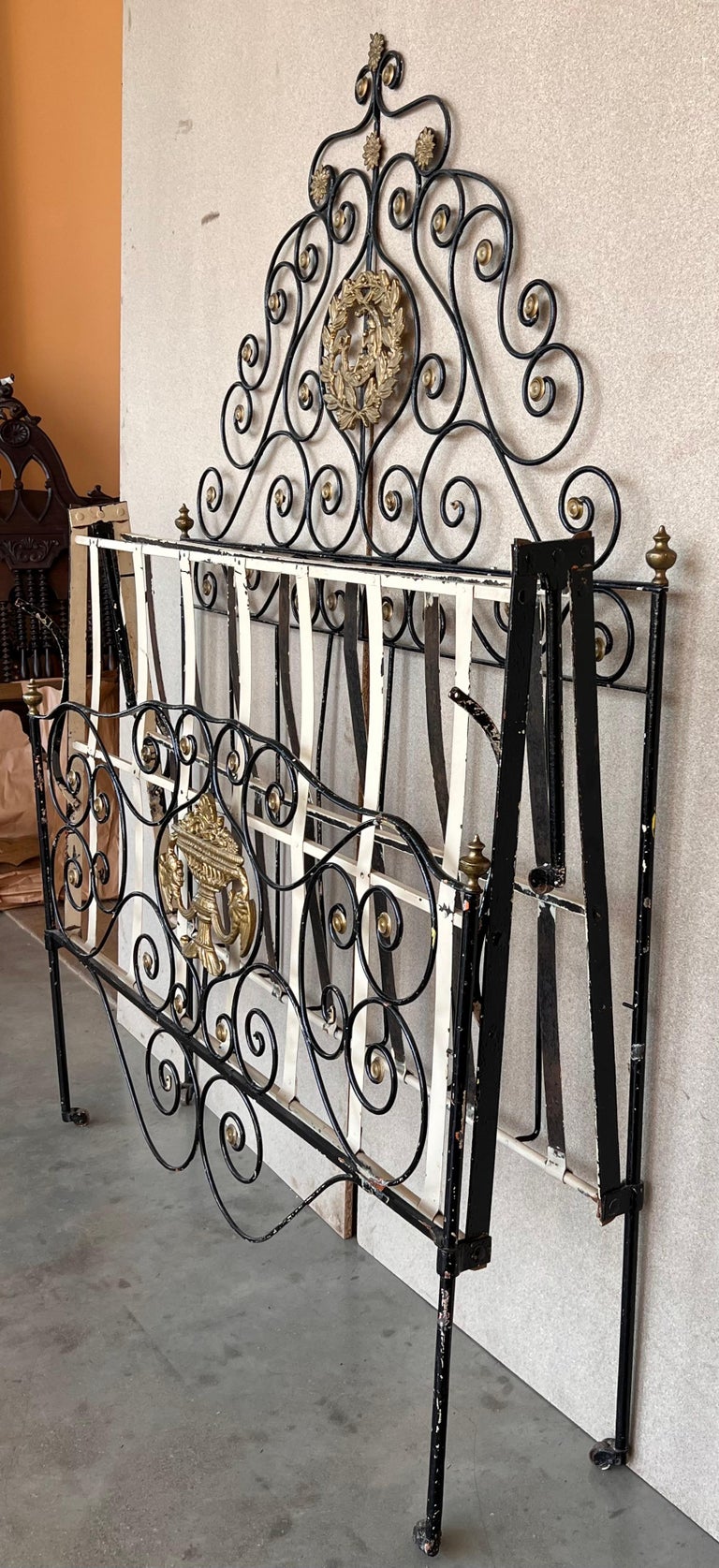 Large Black and Golden Iron and Bronze Full Bed, Early 19th Century For ...