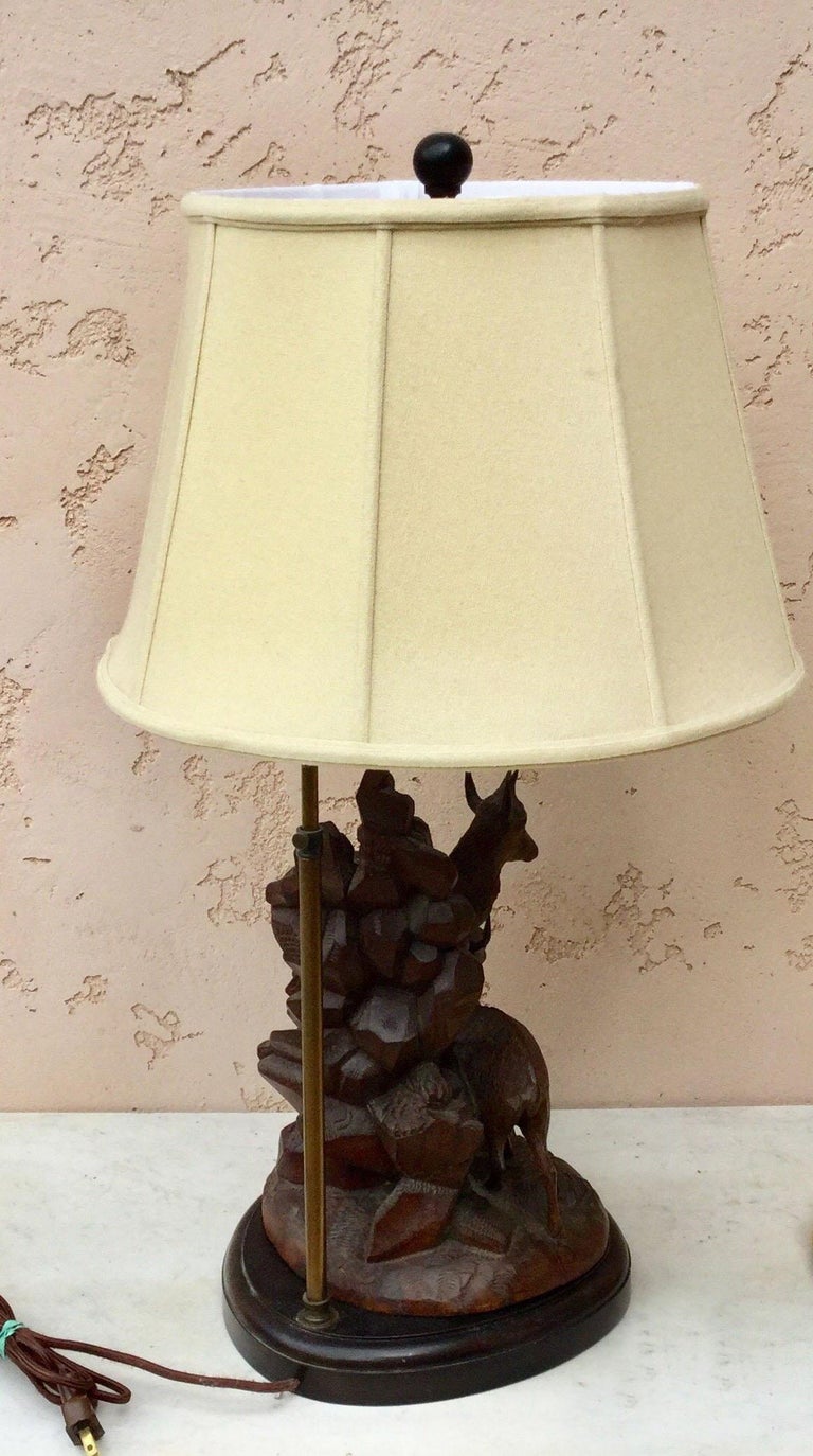 Large Black Forest Lamp Mountain Goats, circa 1880 For Sale at 1stDibs
