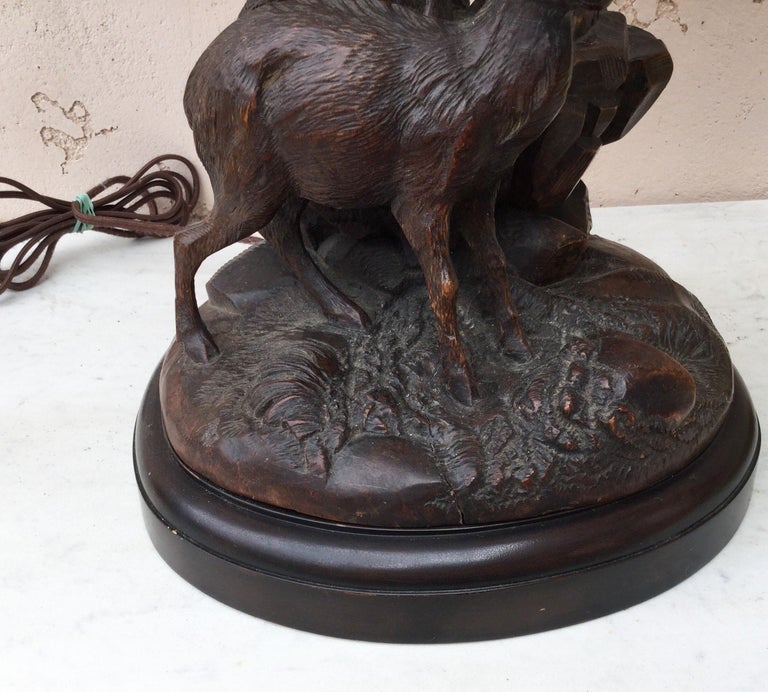 Large Black Forest Lamp Mountain Goats, circa 1880 For Sale at 1stDibs