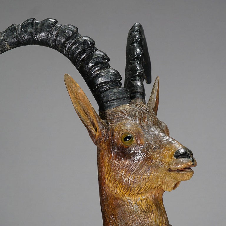 Large Black Forest Woodcarving Ibex Sculpture, Austria, circa 1920 For ...