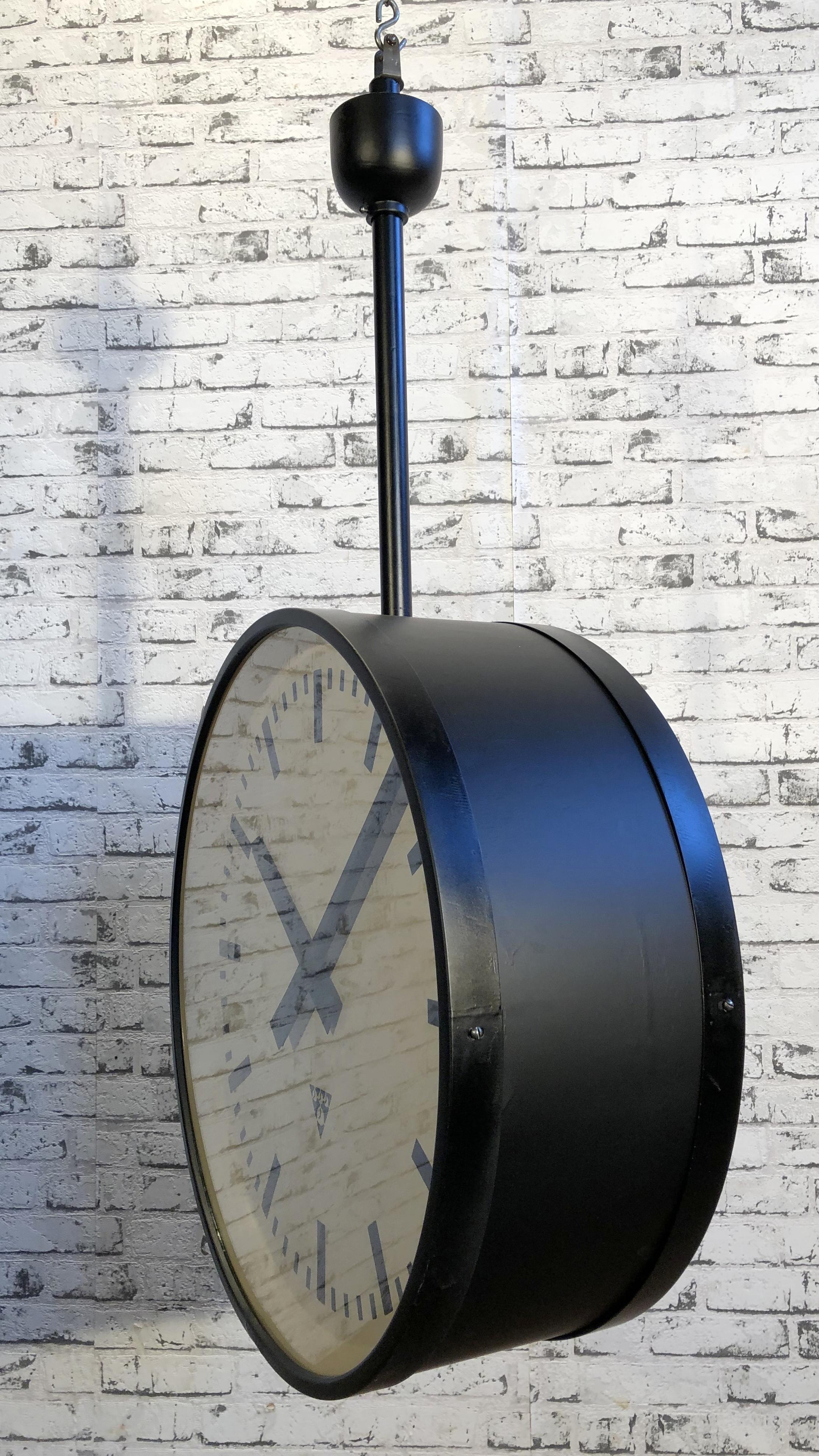 Large Black Industrial Double Sided Railway or Factory Clock from ...