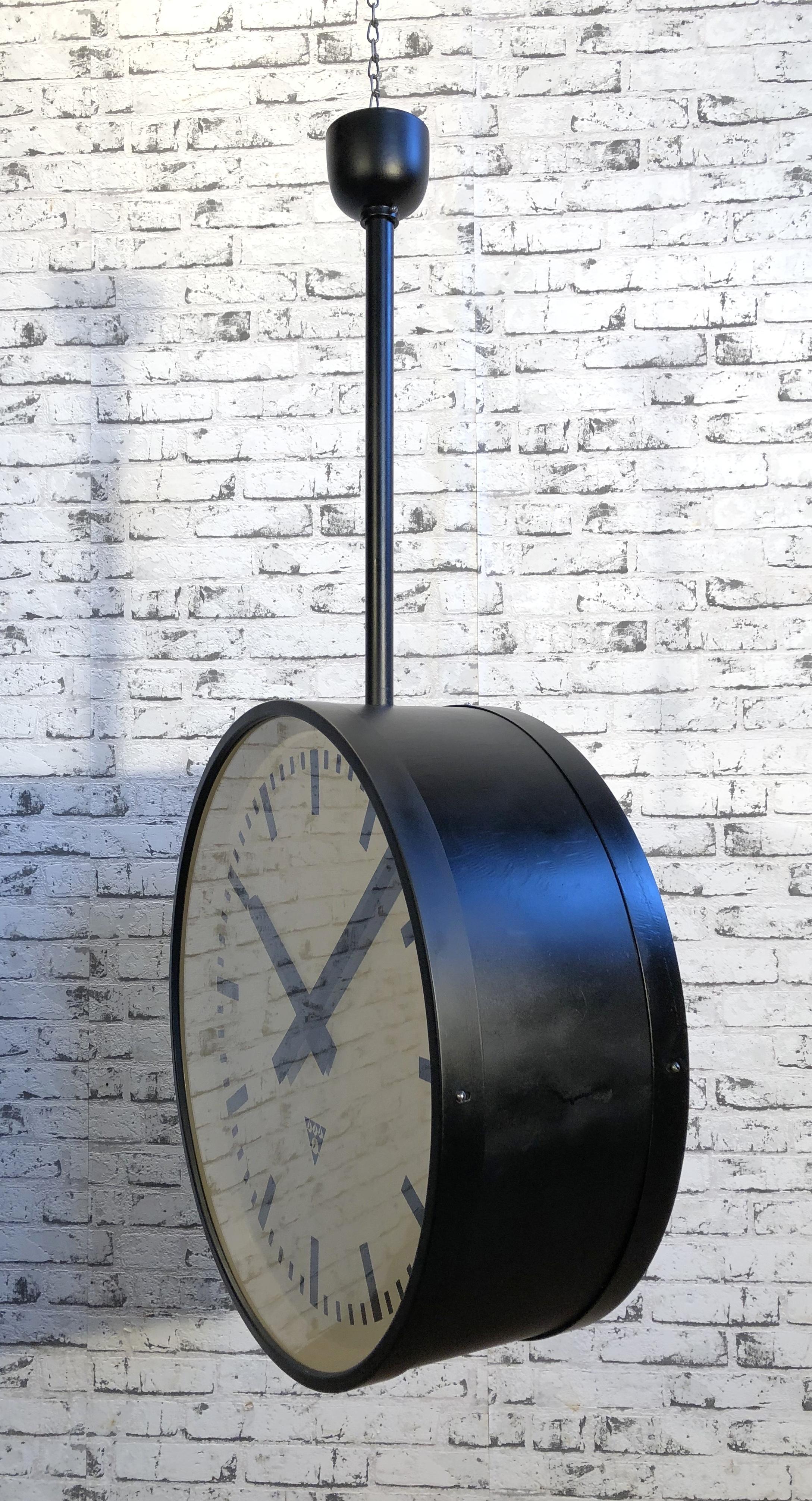 Large Black Industrial Double Sided Railway or Factory Clock from ...