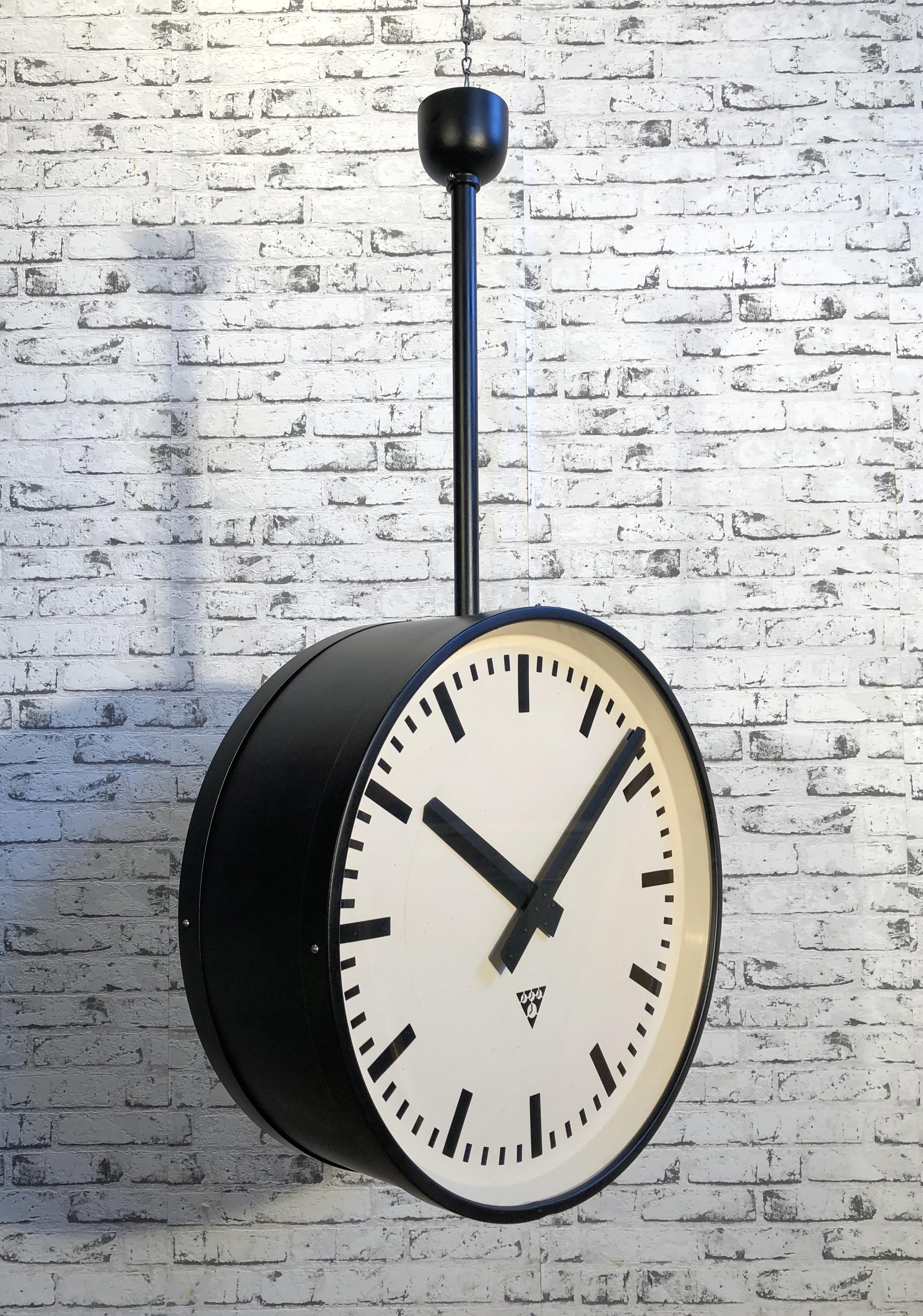 Large Black Industrial Double Sided Railway or Factory Clock from ...