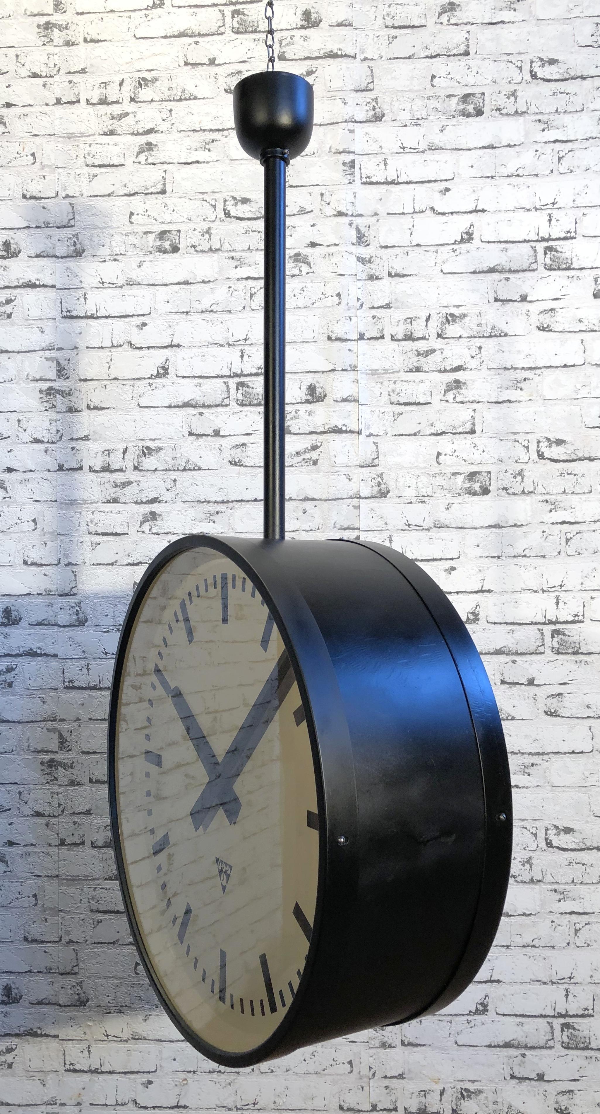 Large Black Industrial Double Sided Railway or Factory Clock from ...