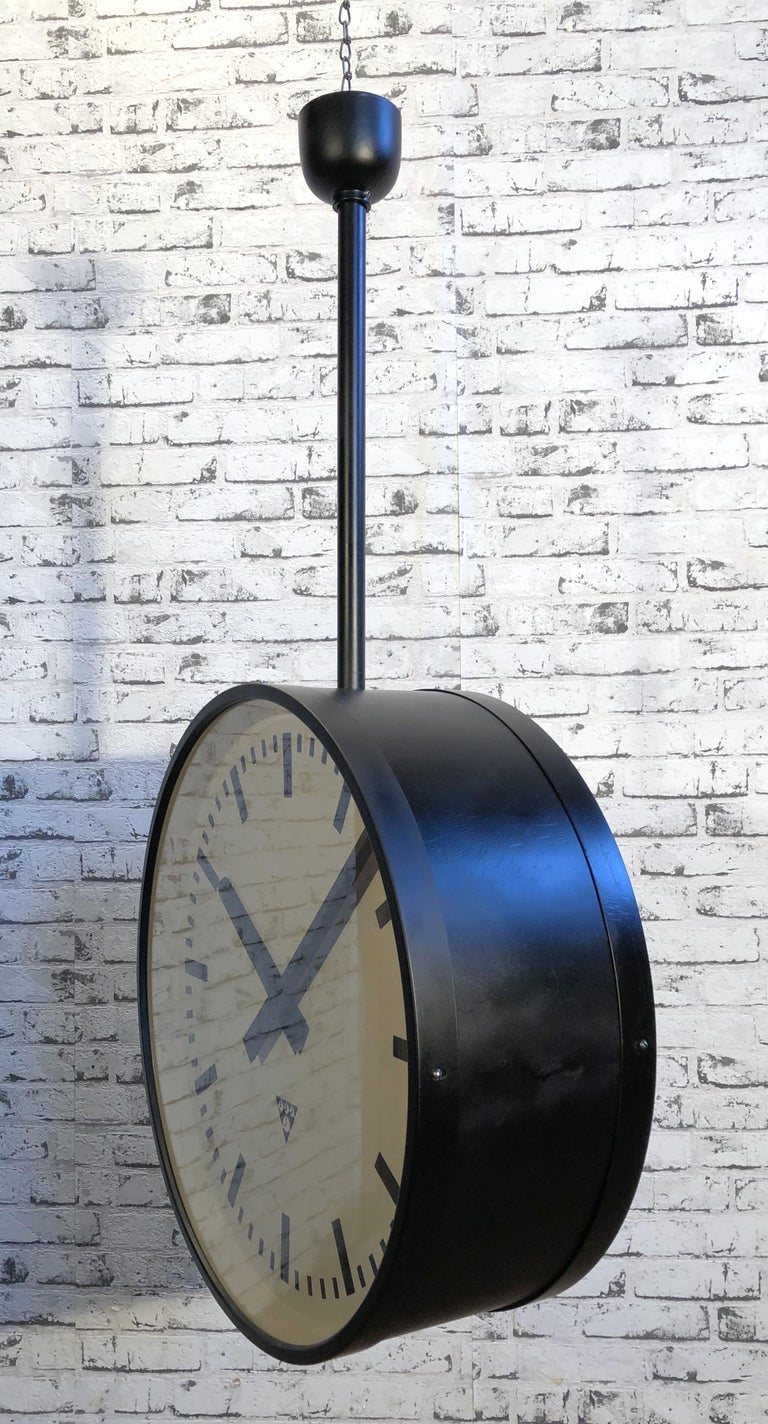 Large Black Industrial Double Sided Railway or Factory Clock from ...