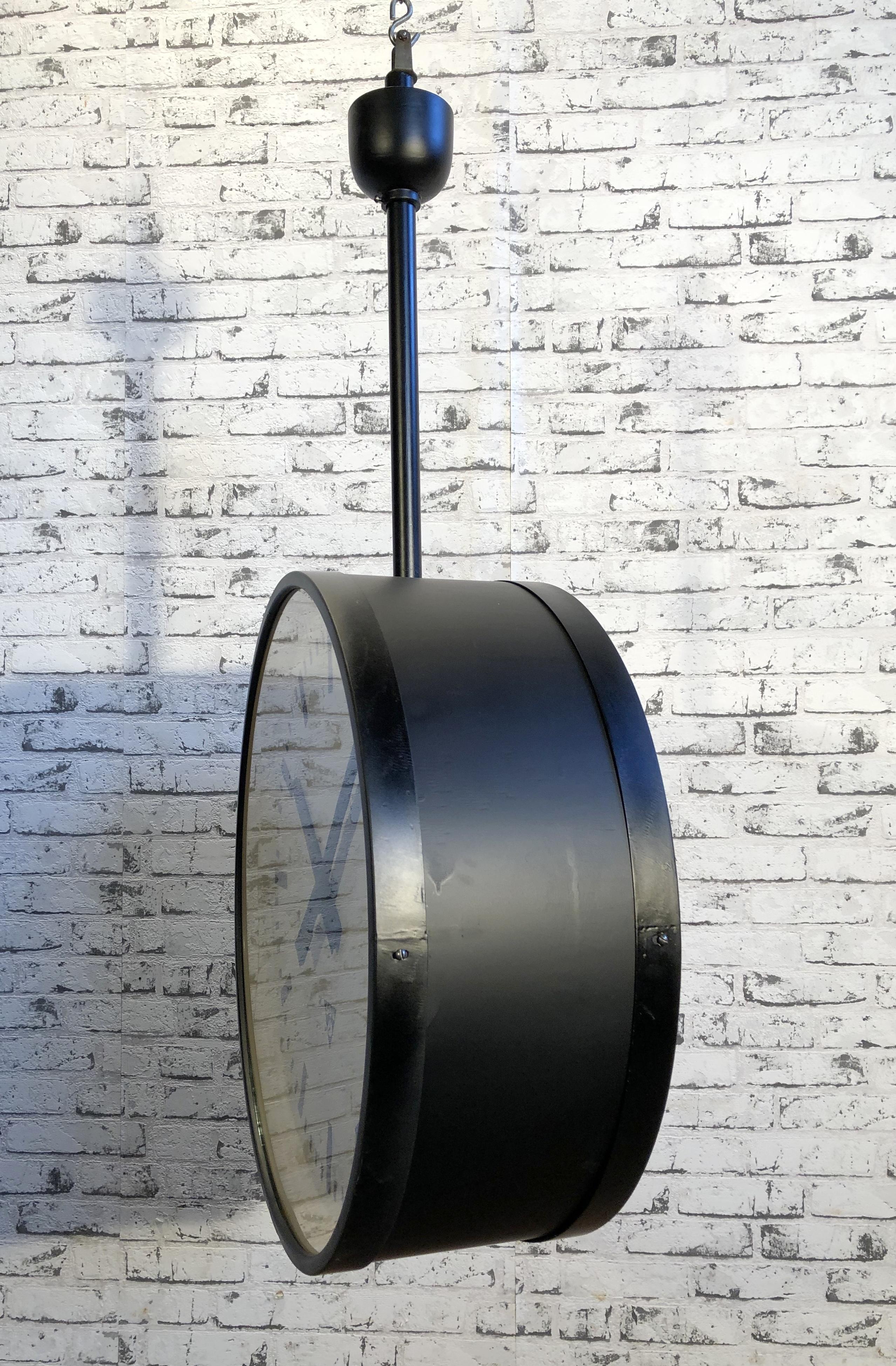 Large Black Industrial Double Sided Railway or Factory Clock from ...