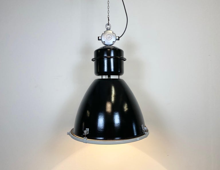Large Black Industrial Factory Lamp with Clear Glass Cover from ...