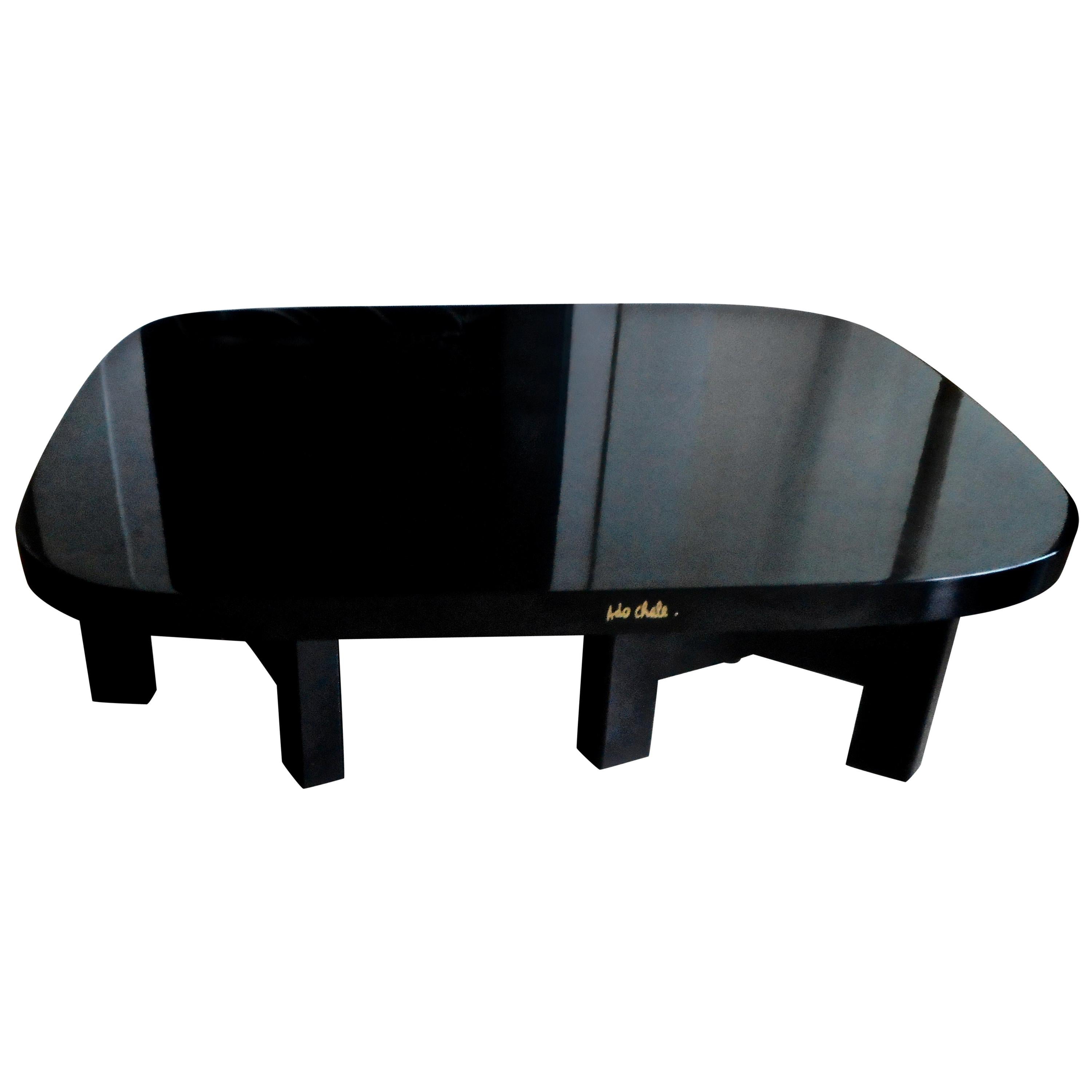 Large Black Lacquered Table by Ado Chale, Belgium, 1970 at 1stDibs
