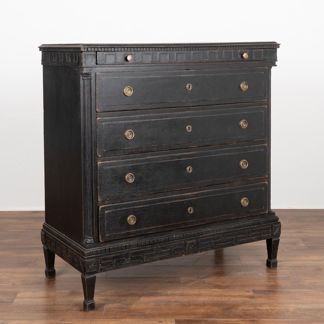 Large Black Painted Chest of Five Drawers, Denmark circa 1790-1800 For ...