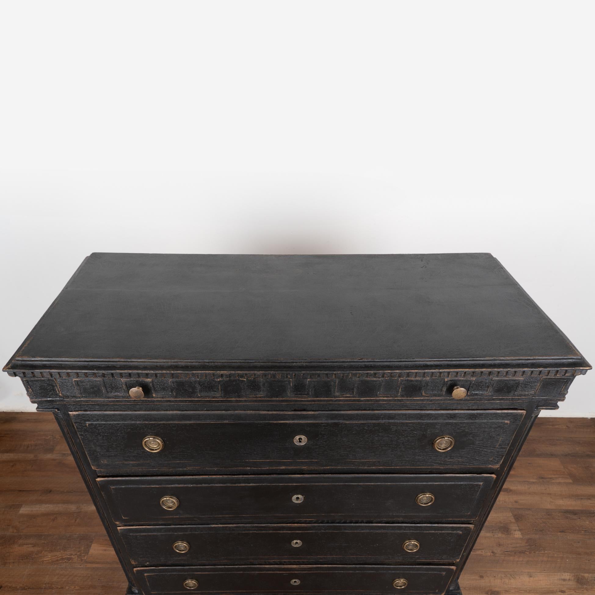 Large Black Painted Chest of Five Drawers, Denmark circa 1790-1800 For ...