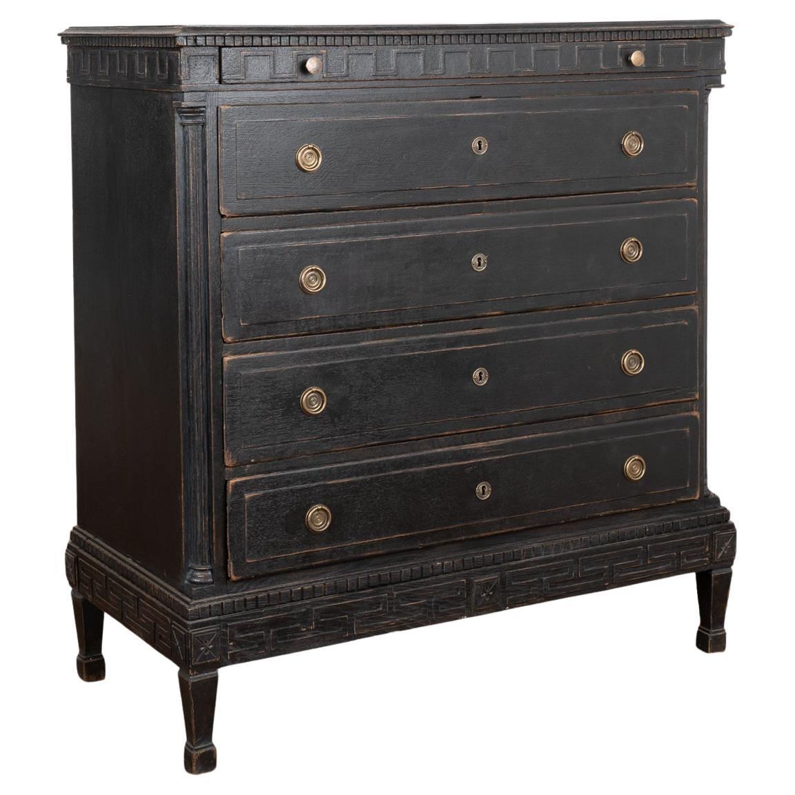 Large Black Painted Chest of Five Drawers, Denmark circa 1790-1800 For ...