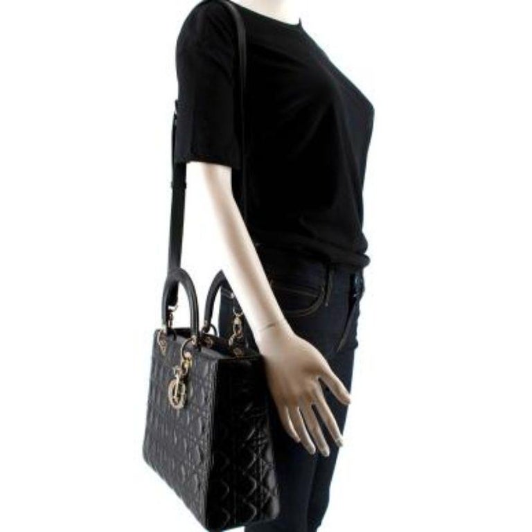 Large Black Quilted Lady Dior Bag For Sale at 1stDibs