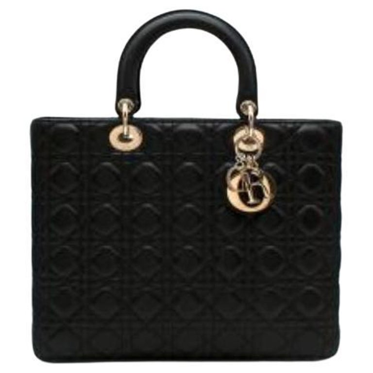 Large Black Quilted Lady Dior Bag For Sale at 1stDibs