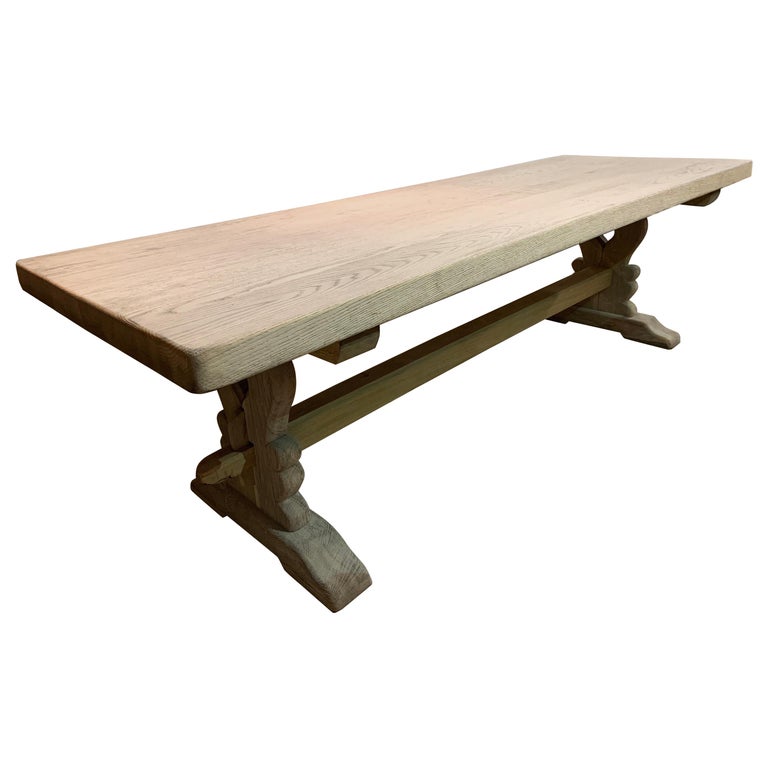 Large Bleached Oak Farmhouse Table at 1stDibs