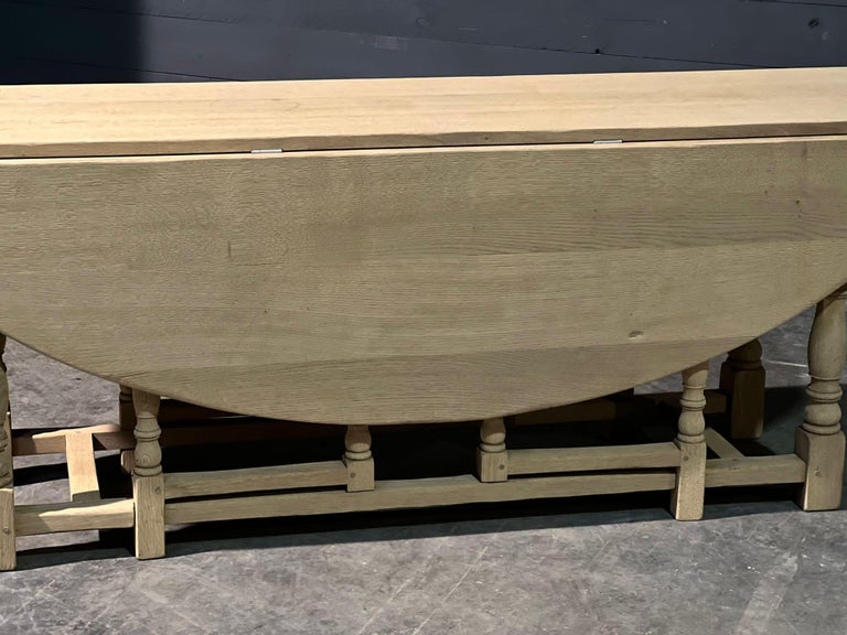 Large Bleached Oak Gate Leg Dining Table For Sale at 1stDibs