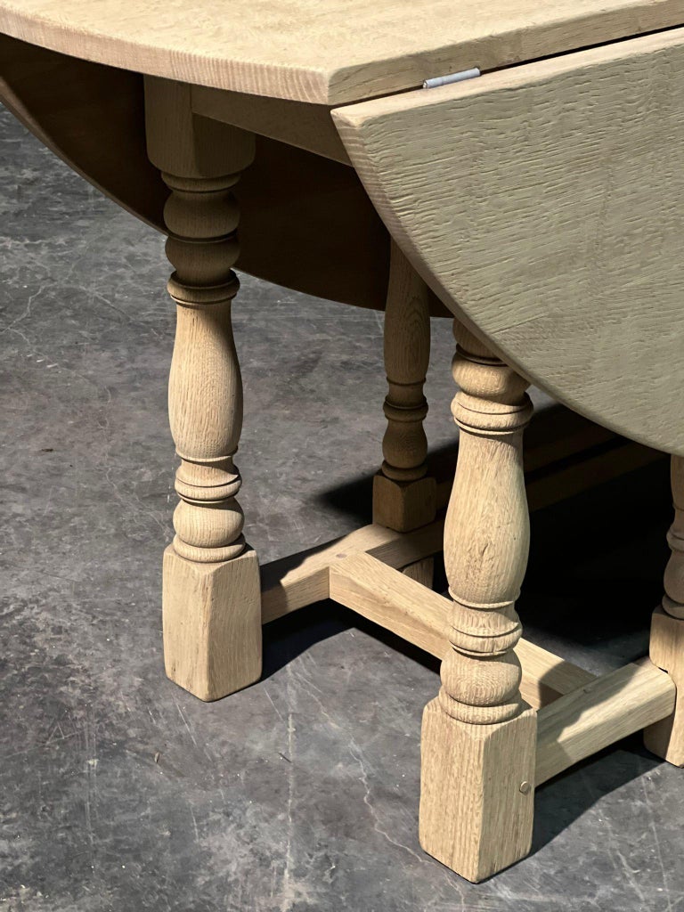 Large Bleached Oak Gate Leg Dining Table For Sale at 1stDibs