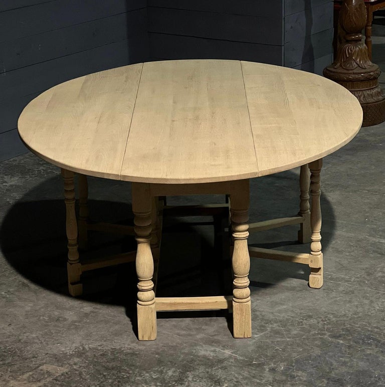 Large Bleached Oak Gate Leg Dining Table For Sale at 1stDibs