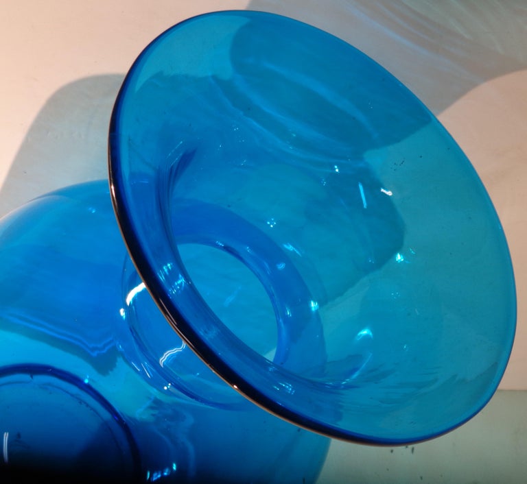 Big Blenko Blown Glass Vase Blue, Circa 1960 For Sale at 1stDibs