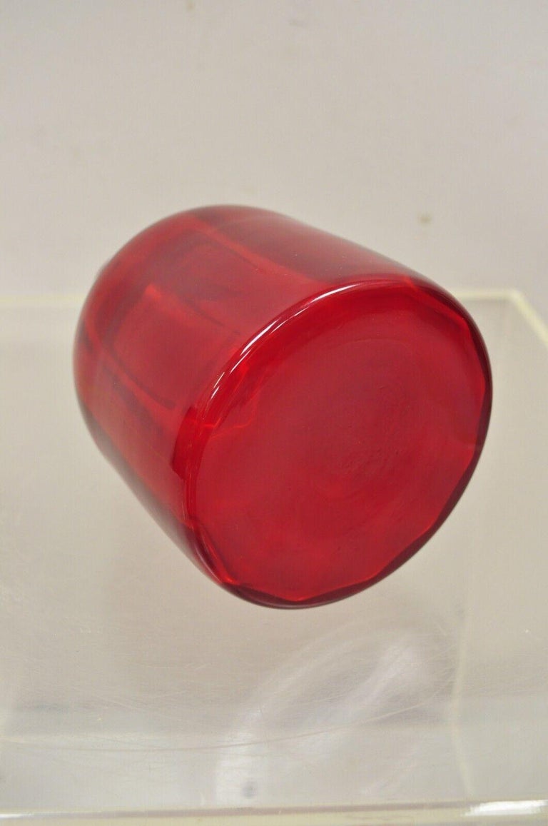 Large Blenko Red Blown Art Glass Vase Vessel Jug with Stopper For Sale ...