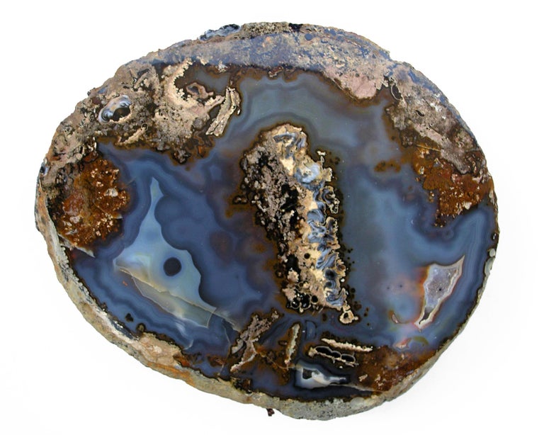 Large Blue Agate Slab Mounted on a Stand For Sale at 1stDibs