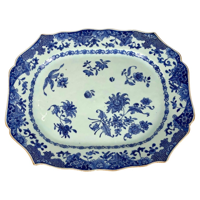 Large Blue and White Chinese Porcelain Platter Circa 1770 Qianlong Era ...
